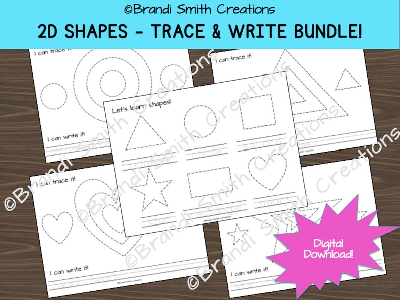 Buy 2D Shapes Tracing Worksheets Online in India - Etsy