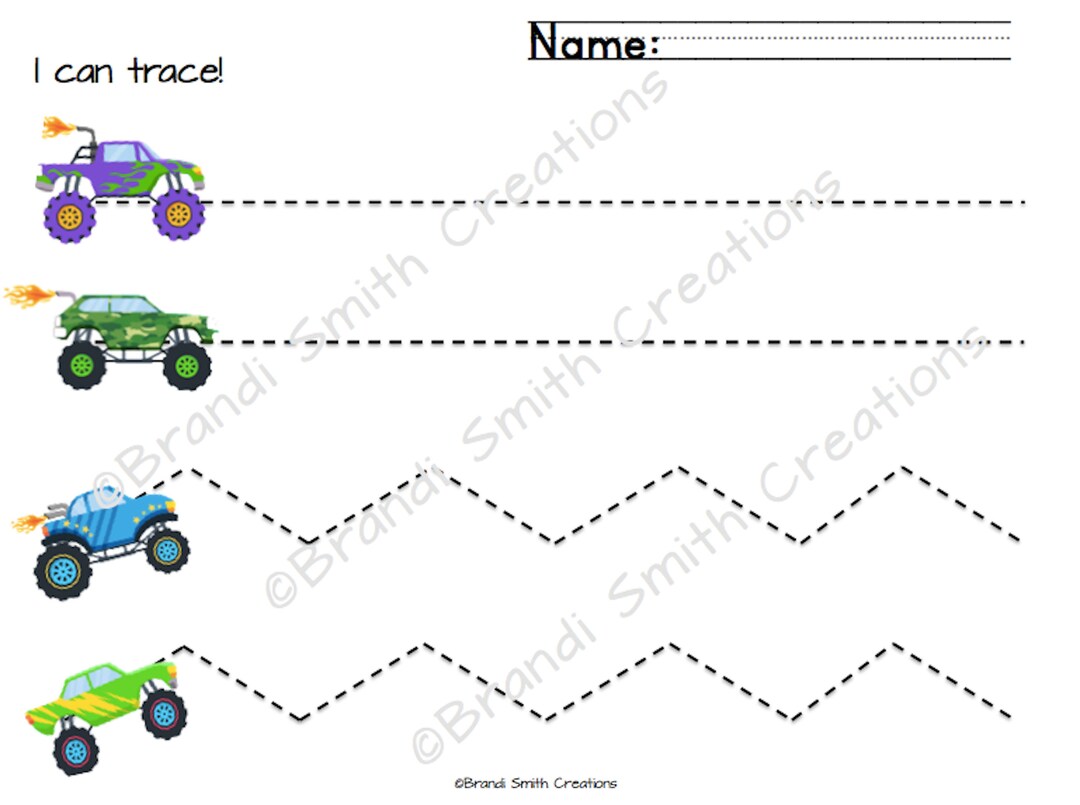 Line Tracing - Monster Truck Themed - Etsy