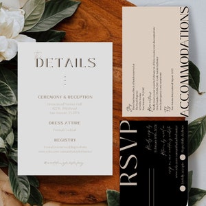 Neutral Wedding Invitation Suite Template, Minimalist Wedding ...