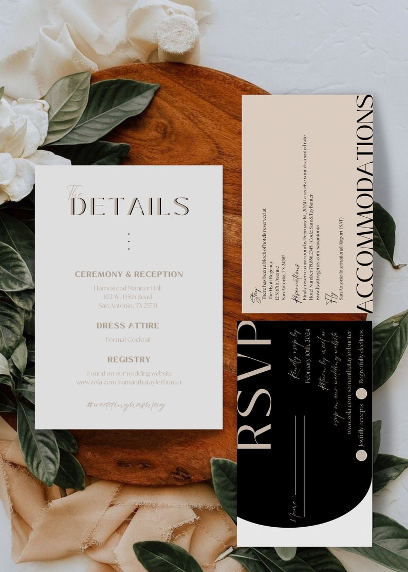 Neutral Wedding Invitation Suite Template Minimalist Wedding - Etsy
