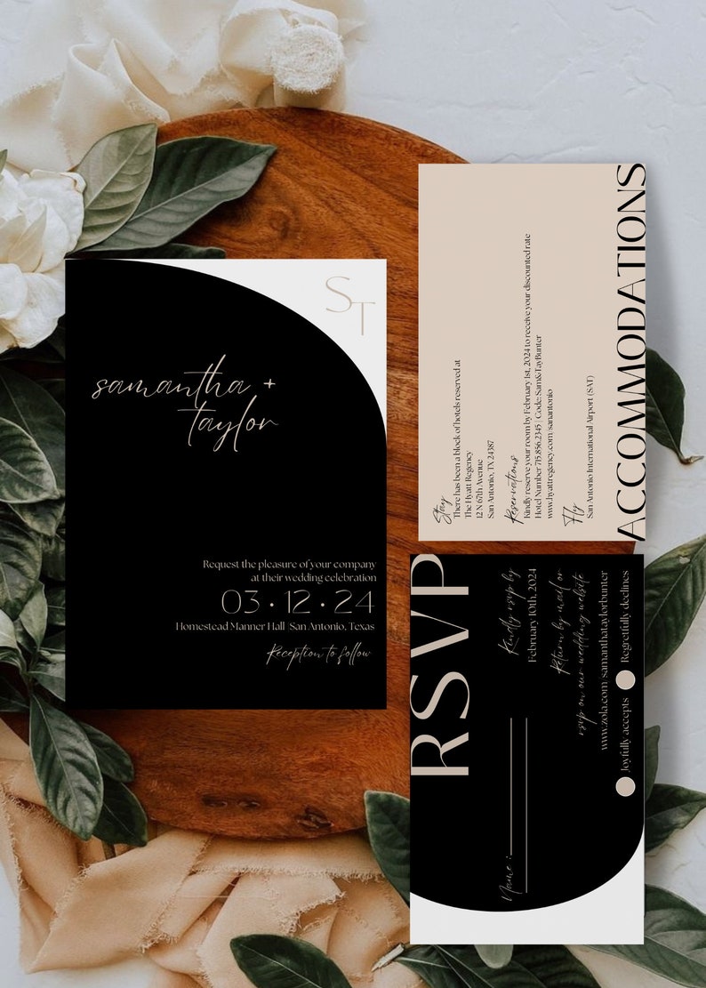 Neutral Wedding Invitation Suite Template Minimalist Wedding - Etsy