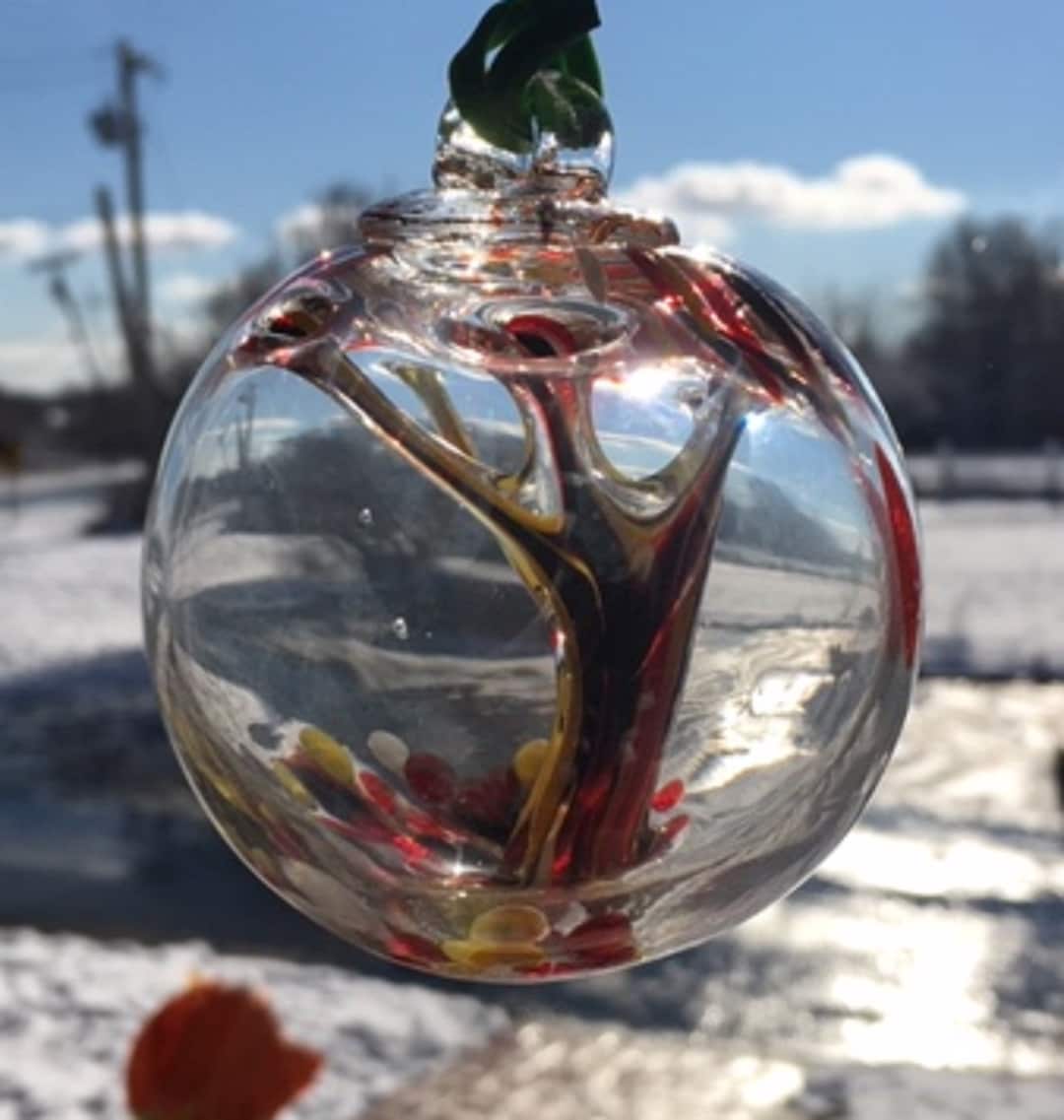 Hand Blown Glass Witch Ball Suncatcher: Red, Black, Yellow, White (3.5 ...