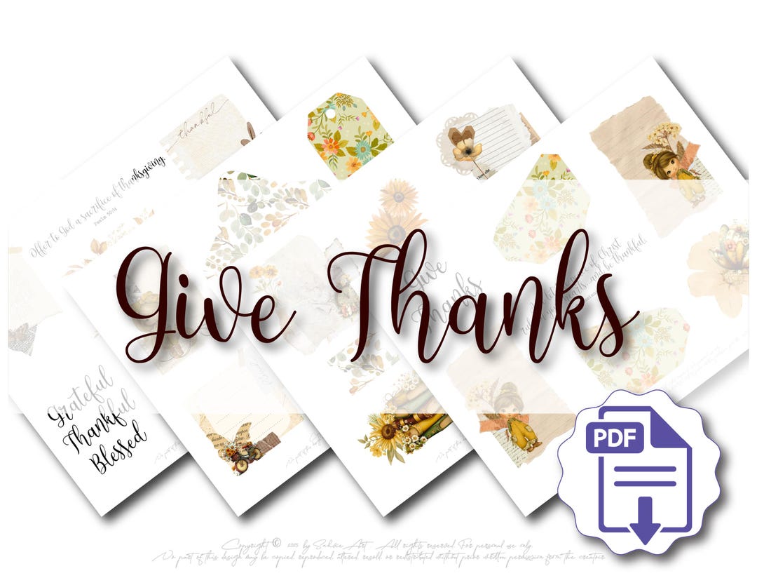 Give Thanks Scripture Printable | Gratitude Bible Journaling Page ...