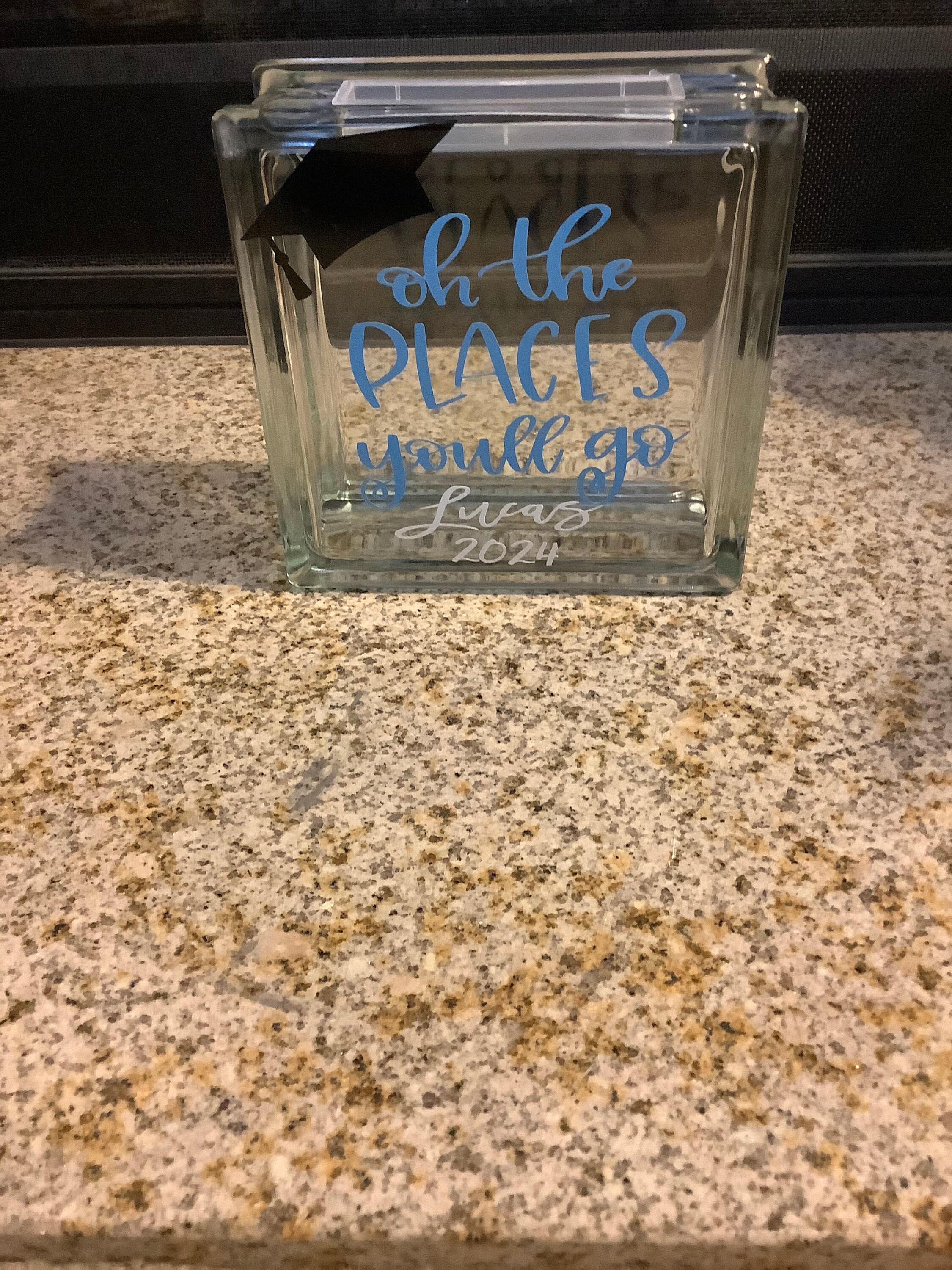 Personalized Graduation Gift, Glass Block, Money Holder, Graduation ...