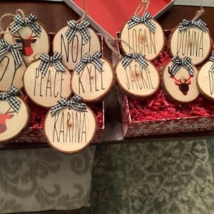 Farmhouse Rae Dunn Inspired Wood Cut Christmas Ornaments; Farmhouse ...