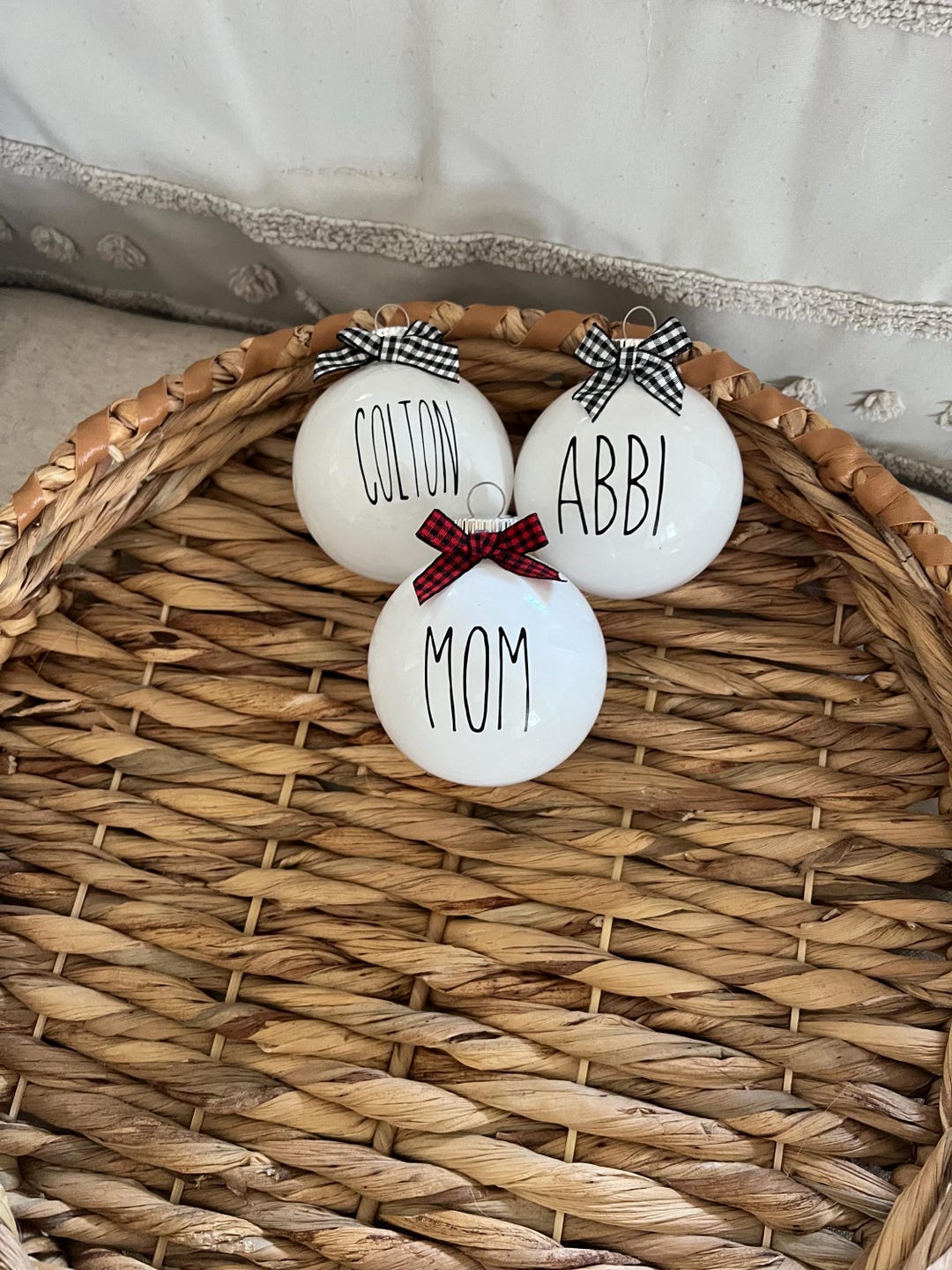 Rae Dunn Inspired, Personalized White Ornament Balls Farmhouse ...
