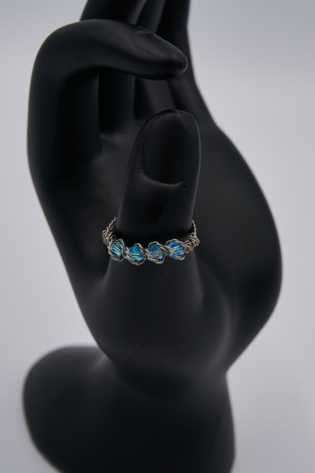 Silver and Blue Swarovski Crystal Twisted Ring (size 7.5) - Etsy