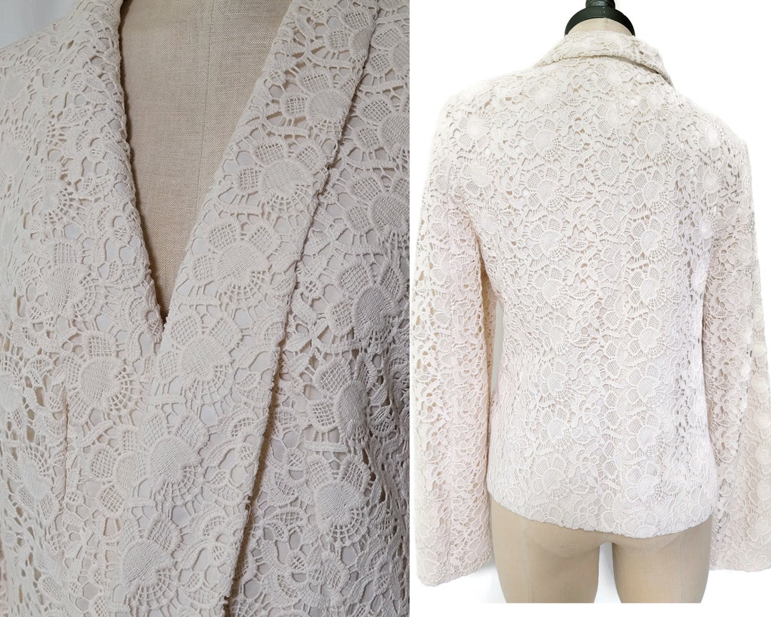 LOFT Cream Lace Jacket With Sleeves Size 12,cream Lace Jacket With ...
