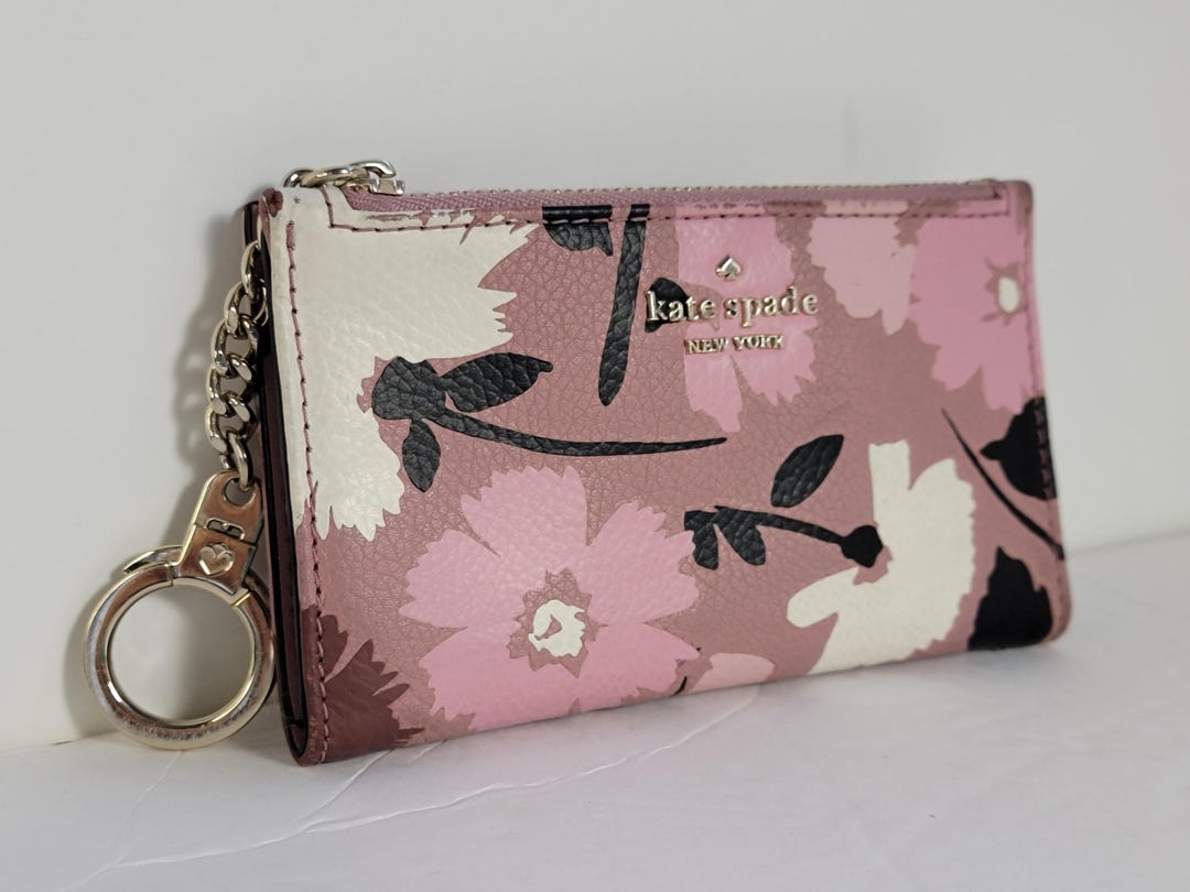 Small KATE SPADE Flower Leather Key Ring Cc Wallet,kate Spade Wallet ...