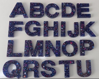 Uppercase ONLY Multicolored Glitter Resin Alphabet - Etsy