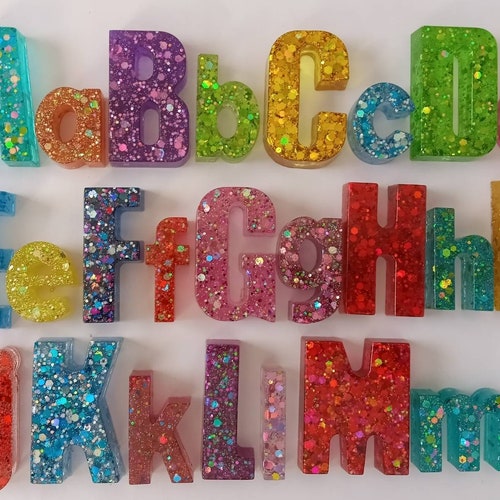 Uppercase ONLY Multicolored Glitter Resin Alphabet - Etsy