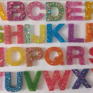 Uppercase ONLY Multicolored Glitter Resin Alphabet - Etsy