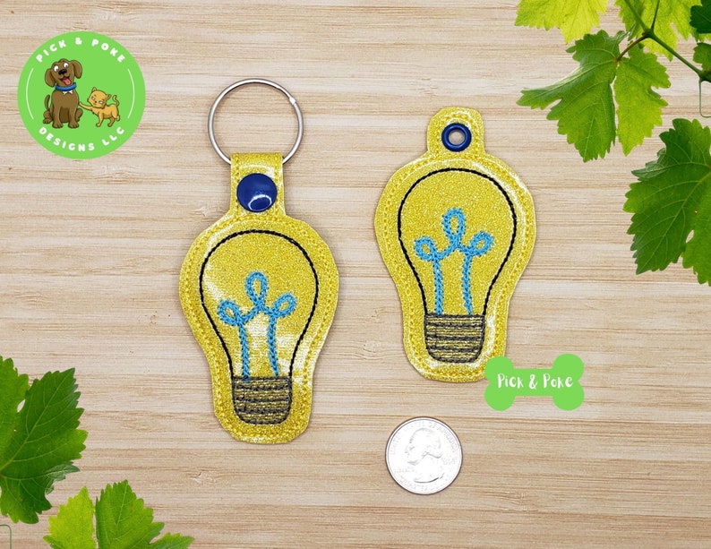 ITH Key Fob Cute Light Bulb Outline Snap Tab and Eyelet in the - Etsy