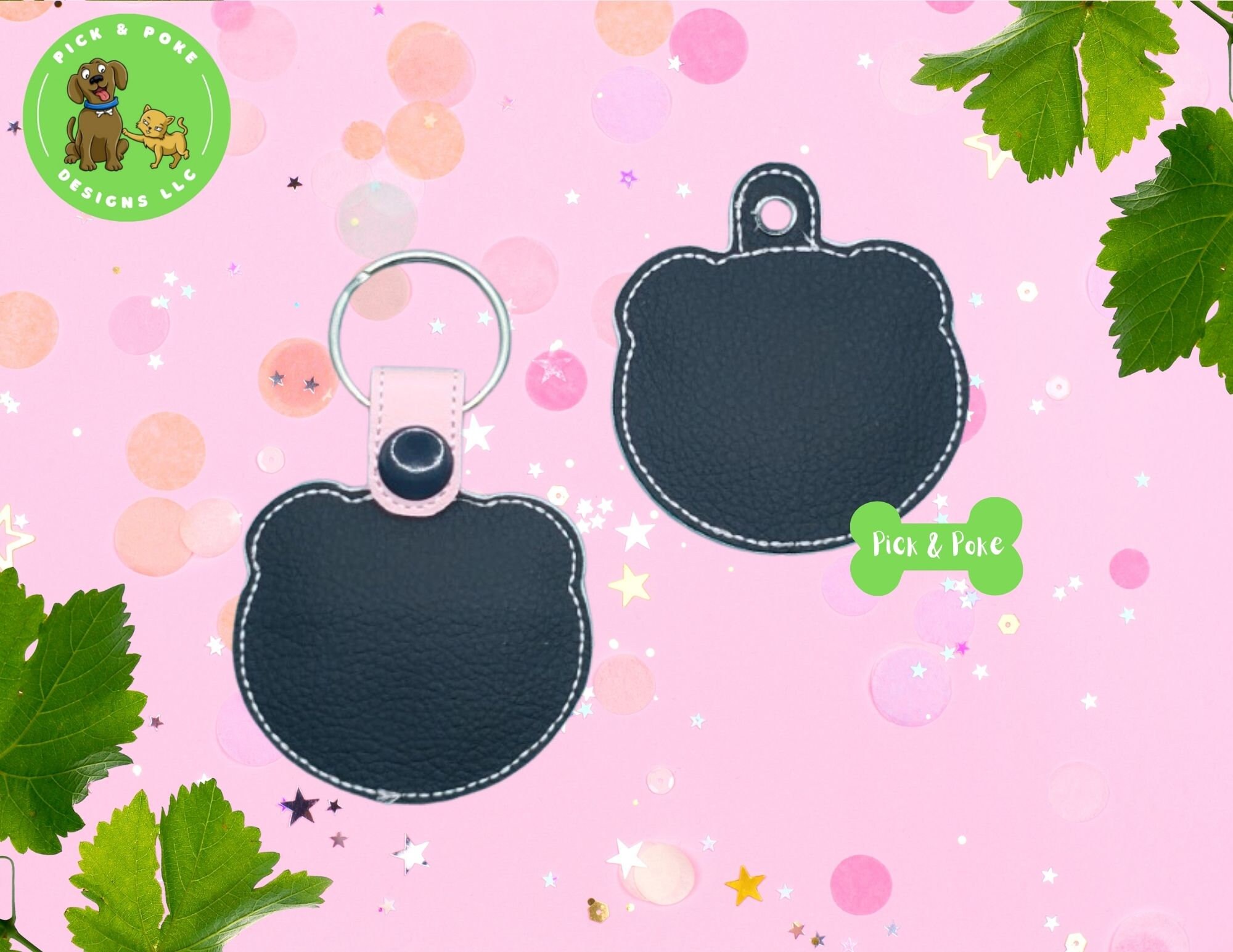 ITH Key Fob Cute Pig Face Outline Snap Tab and Eyelet in the Hoop ...