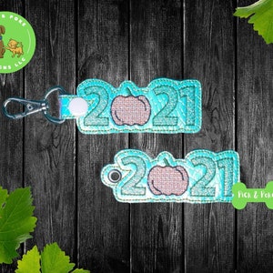 ITH Key Fob 2021 Pumpkin Year Stitch Fill Snap Tab and Eyelet in the ...