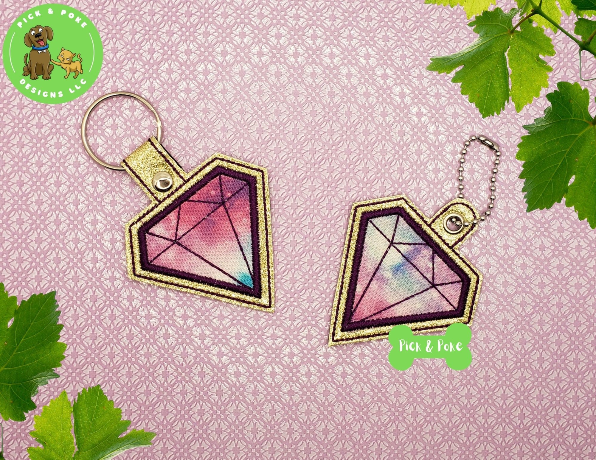 ITH Key Fob Applique Diamond Snap Tab and Eyelet in the Hoop - Etsy