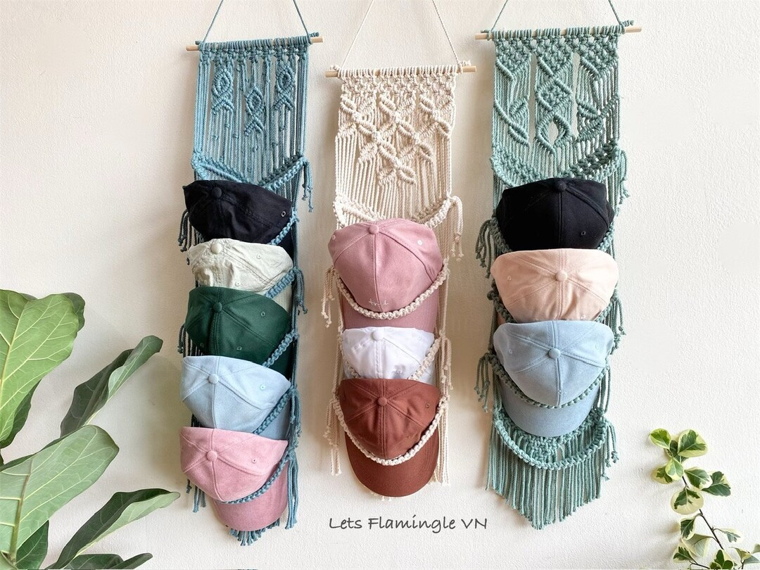 Macrame Cap Holder, Baseball Cap Rack, Boho Cap Organize, Macrame Hat ...