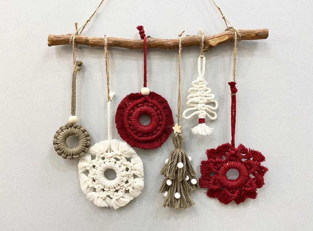 Macrame Christmas Ornaments Wall Hanging: Boho Xmas Decor Set - Etsy