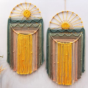 Macrame Dreamcatcher Sunrise Sunset Wall Hanging, Macrame Sun Surf Wall ...