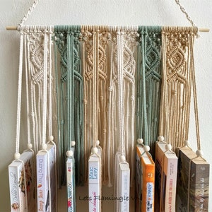 Macrame Bookshelf, Boho Book Hanger, Macrame Book Holder Wall Hanging ...