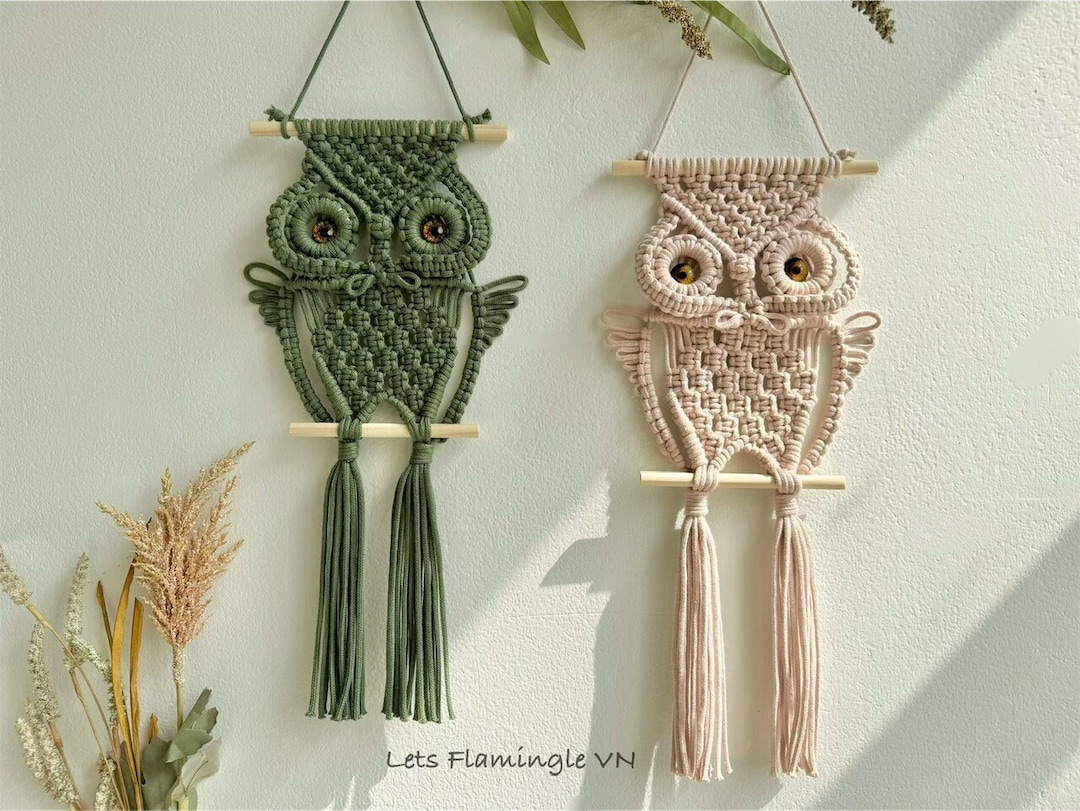 Macrame Owl Wall Hanging, Boho Owl Wall Décor, Owl Macrame Décoration ...