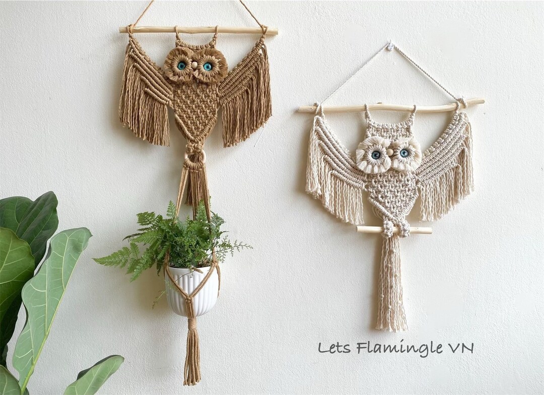Owl Macrame Wall Hanging Macrame Owl Plant Hanger Owls - Etsy