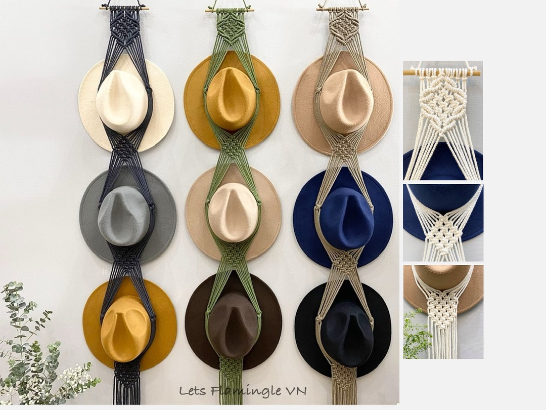 Macrame Hat Holder, Farmhouse Hat Hanger, Hat Storage Organization ...