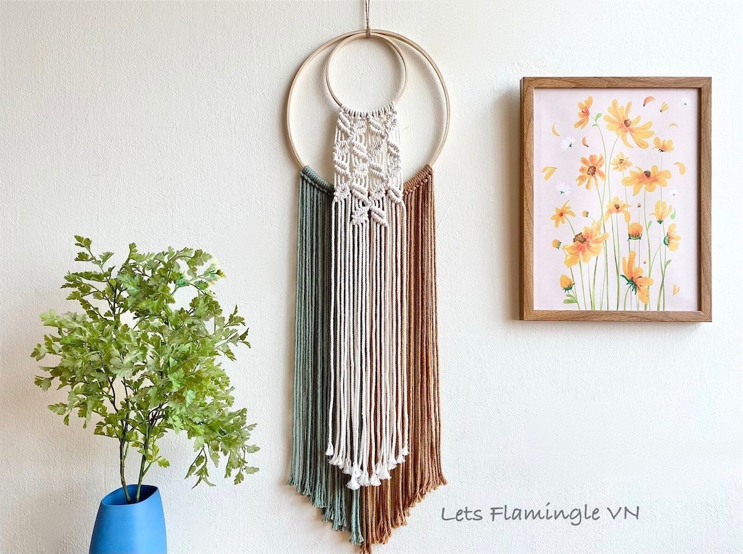 Macrame Hoop Wall Hanging, Custom Macrame Yarn Hoop, Handmade Circle ...
