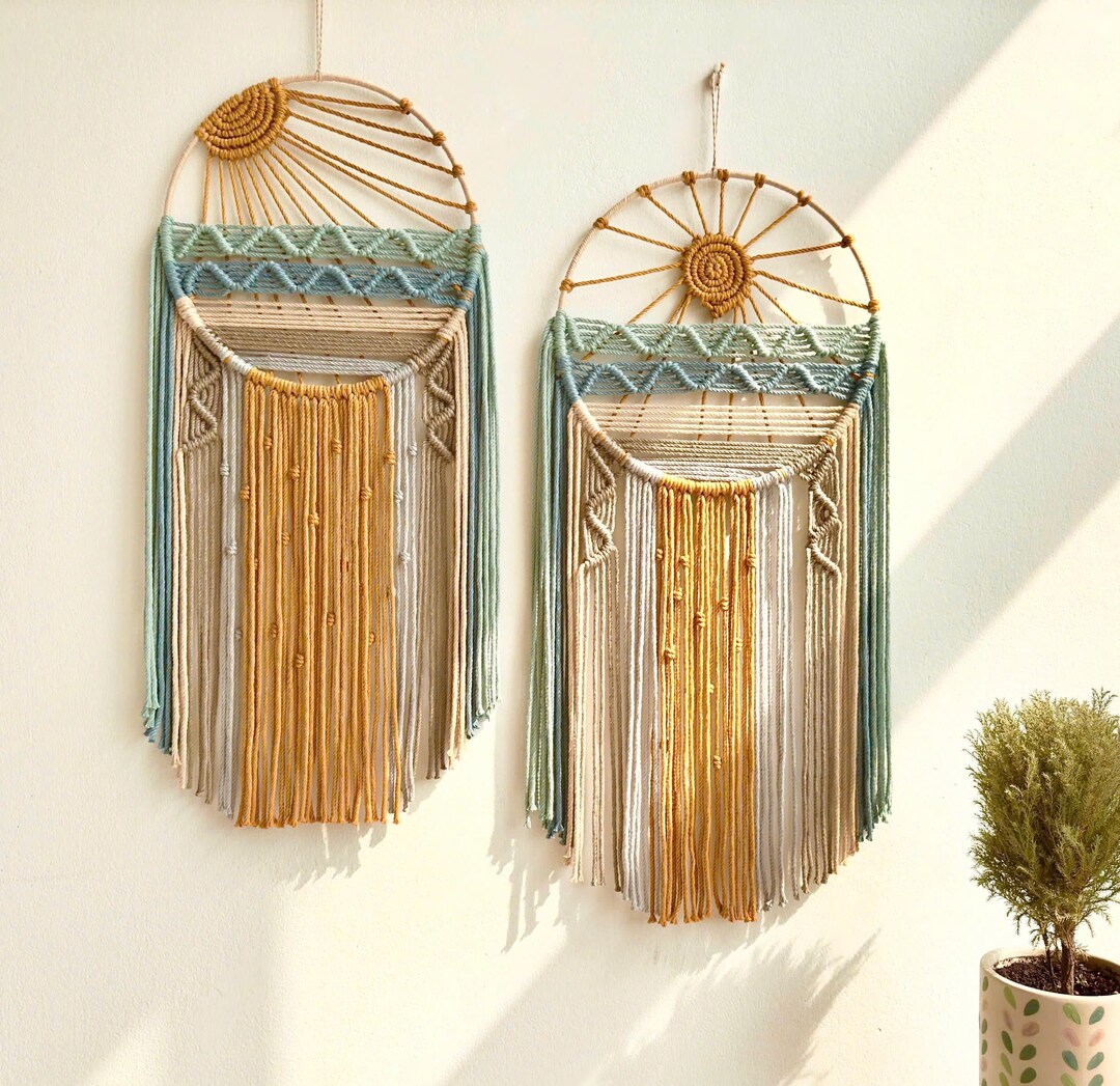 Macrame Sunrise Sunset Wall Hanging: Boho Beach Decor - Etsy