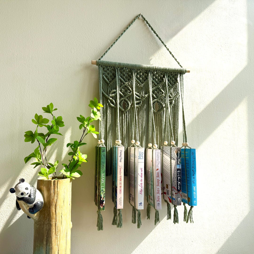 Macrame Book Holder, Hanging Bookshelf, Kids Room Decor - Etsy