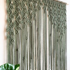 Macrame Long Doorway Curtain, Large Door Curtain, Macrame Leaf Wall ...