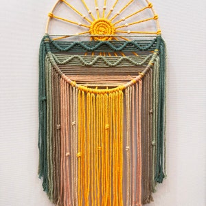 Macrame Dreamcatcher Sunrise Sunset Wall Hanging, Macrame Sun Surf Wall ...