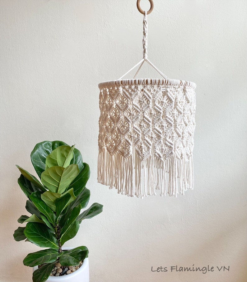 Macrame Lamp Shade Ceiling Lights Cover Boho Macrame - Etsy