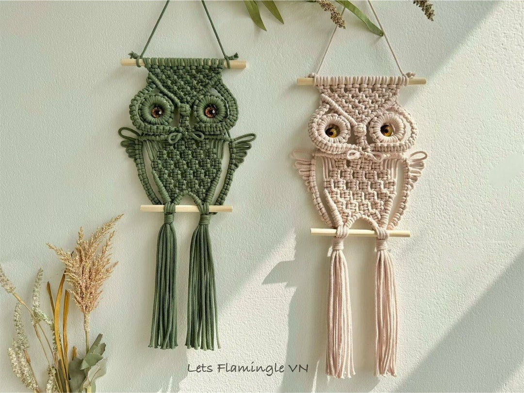 Macrame Owl Wall Hanging, Boho Owl Wall Décor, Owl Macrame Décoration, Safari Nursery Décor, Owl ...