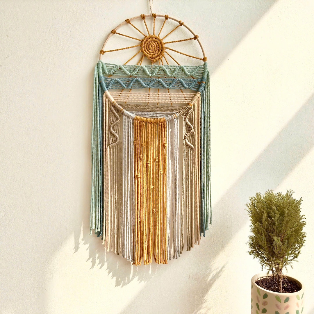 Macrame Dreamcatcher, Macrame Sunrise Sunset Wall Décor, Sun Beach ...