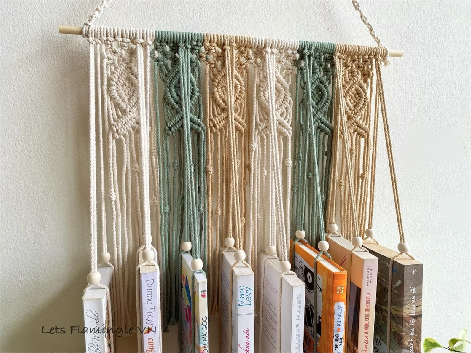 Macrame Hanging Bookshelf: Boho Book Holder, Nursery Wall Decor - Etsy