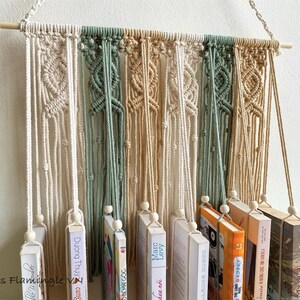 Macrame Hanging Bookshelf: Boho Book Holder, Nursery Wall Decor - Etsy