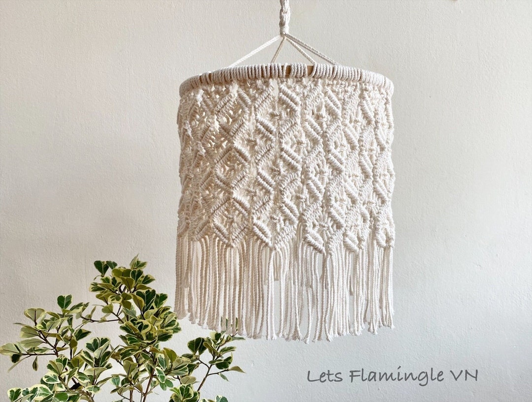 Macrame Lamp Shade, Ceiling Lights Cover, Boho Macrame Chandelier ...