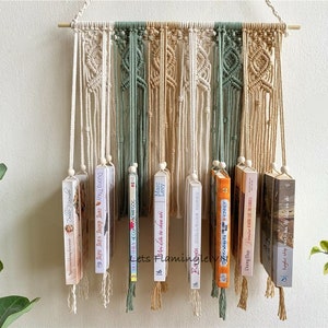 Macrame Hanging Bookshelf: Boho Book Holder, Nursery Wall Decor - Etsy