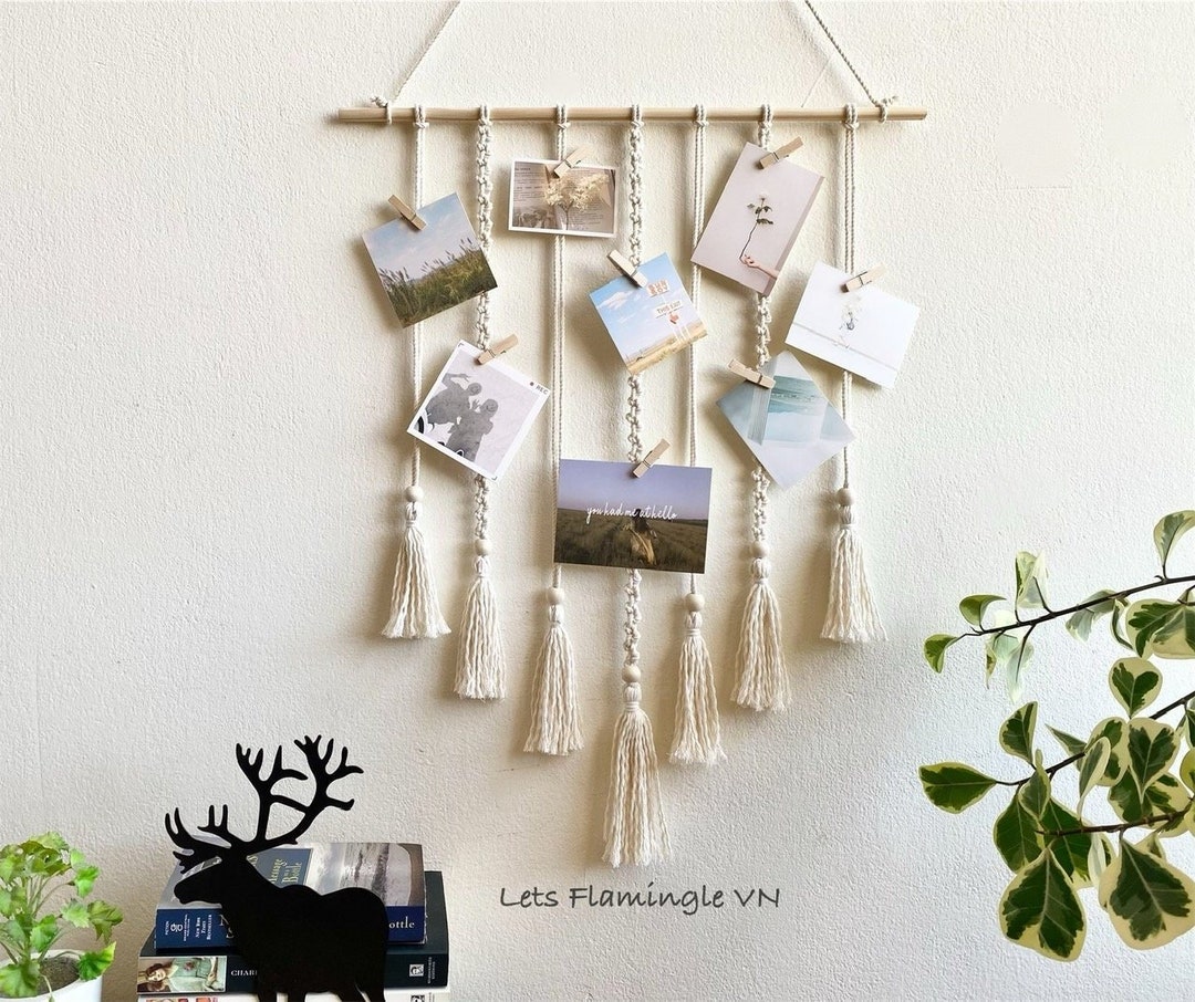 Macrame Photo Holder, Wall Photos Hanger, Boho Polaroid Frame, Nursery ...