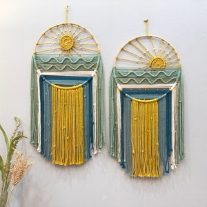 Macrame Dreamcatcher Sunrise Sunset Wall Hanging, Macrame Sun Surf Wall ...