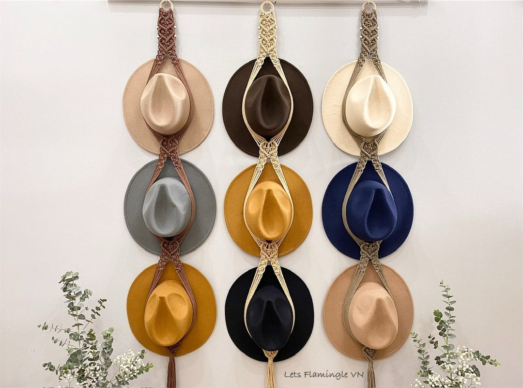 Macrame Hat Holder, Farmhouse Hat Hanger, Hat Storage Organization ...