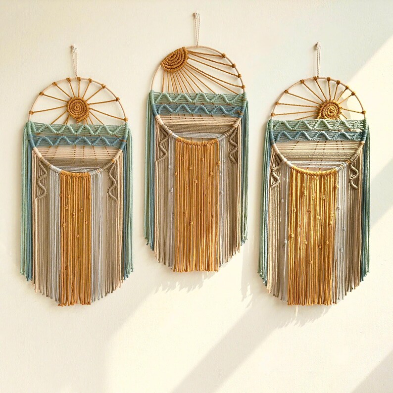 Macrame Dreamcatcher: Sunrise Sunset Wall Hanging - Boho Ocean Decor - Etsy