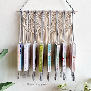 Macrame Hanging Bookshelf: Boho Book Holder, Nursery Wall Decor - Etsy