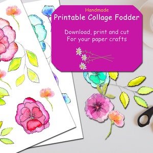 Printable Hand Painted Collage Fodder, Garden Roses, Art Embellishment ...
