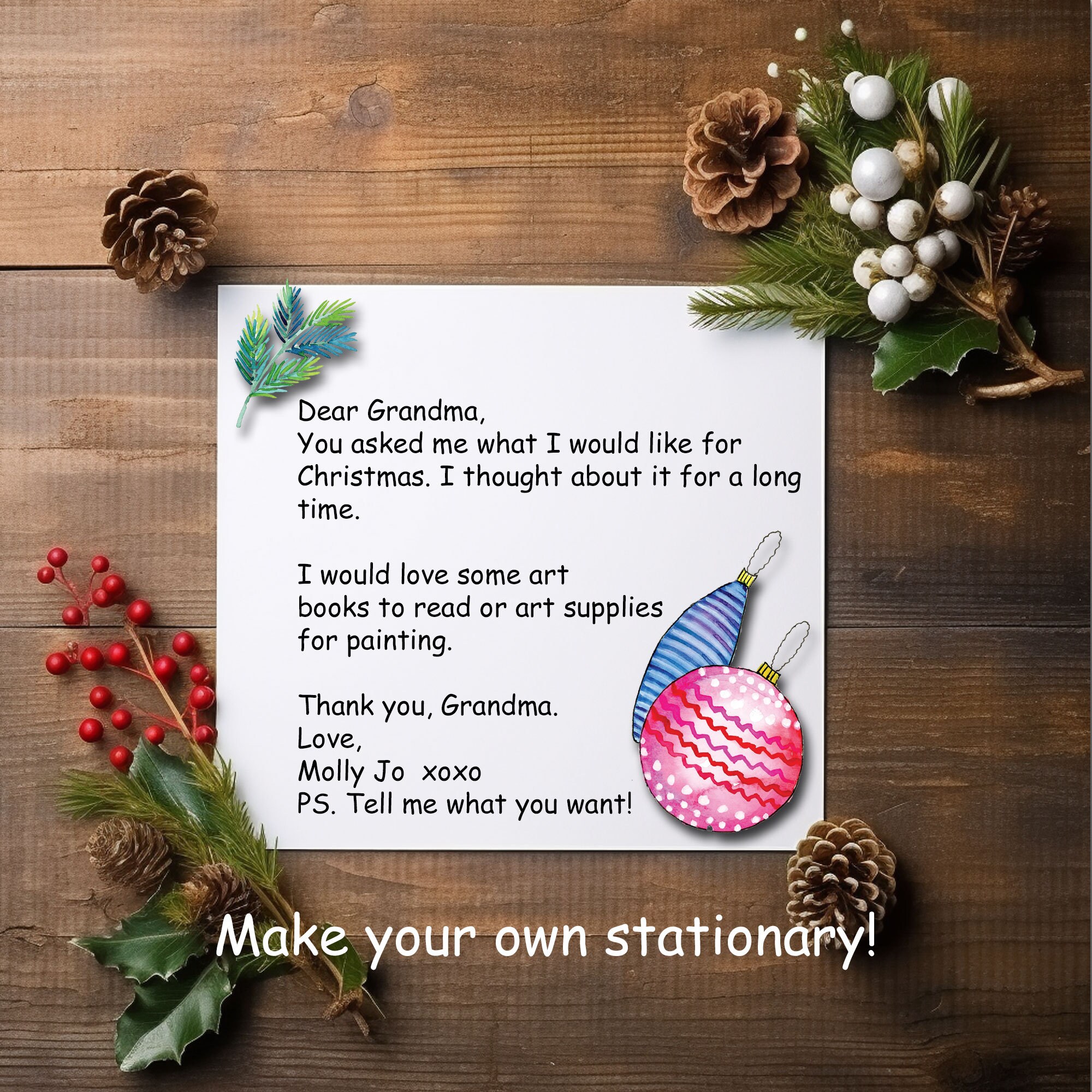 Printable Hand Painted Collage Fodder With Retro Christmas Ornaments in ...