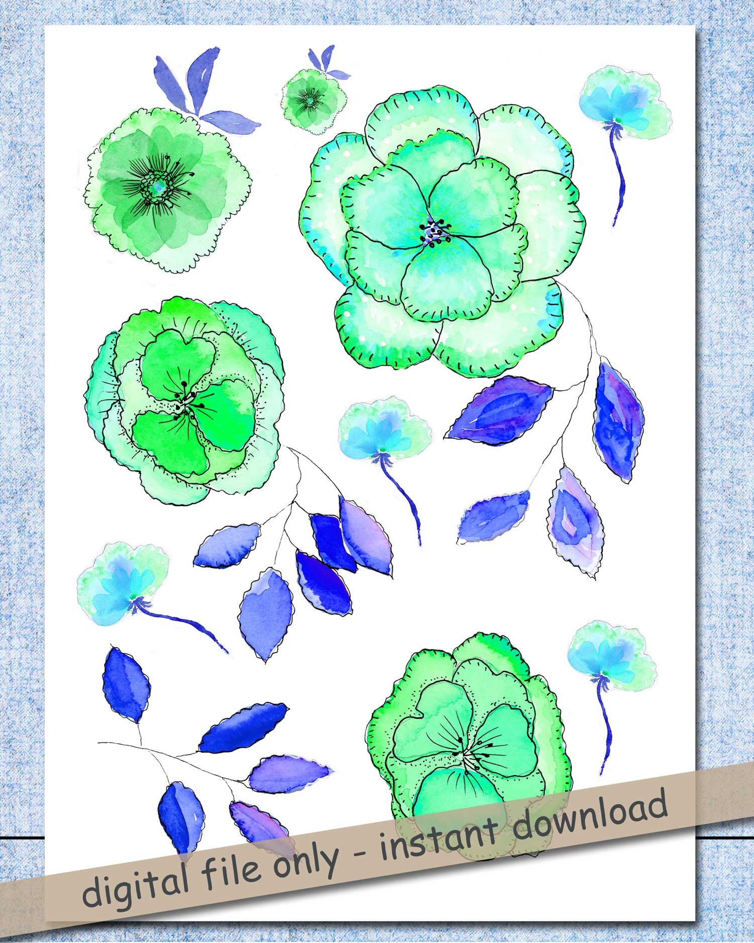 Printable Hand Painted Collage Fodder, Garden Roses, Art Embellishment ...
