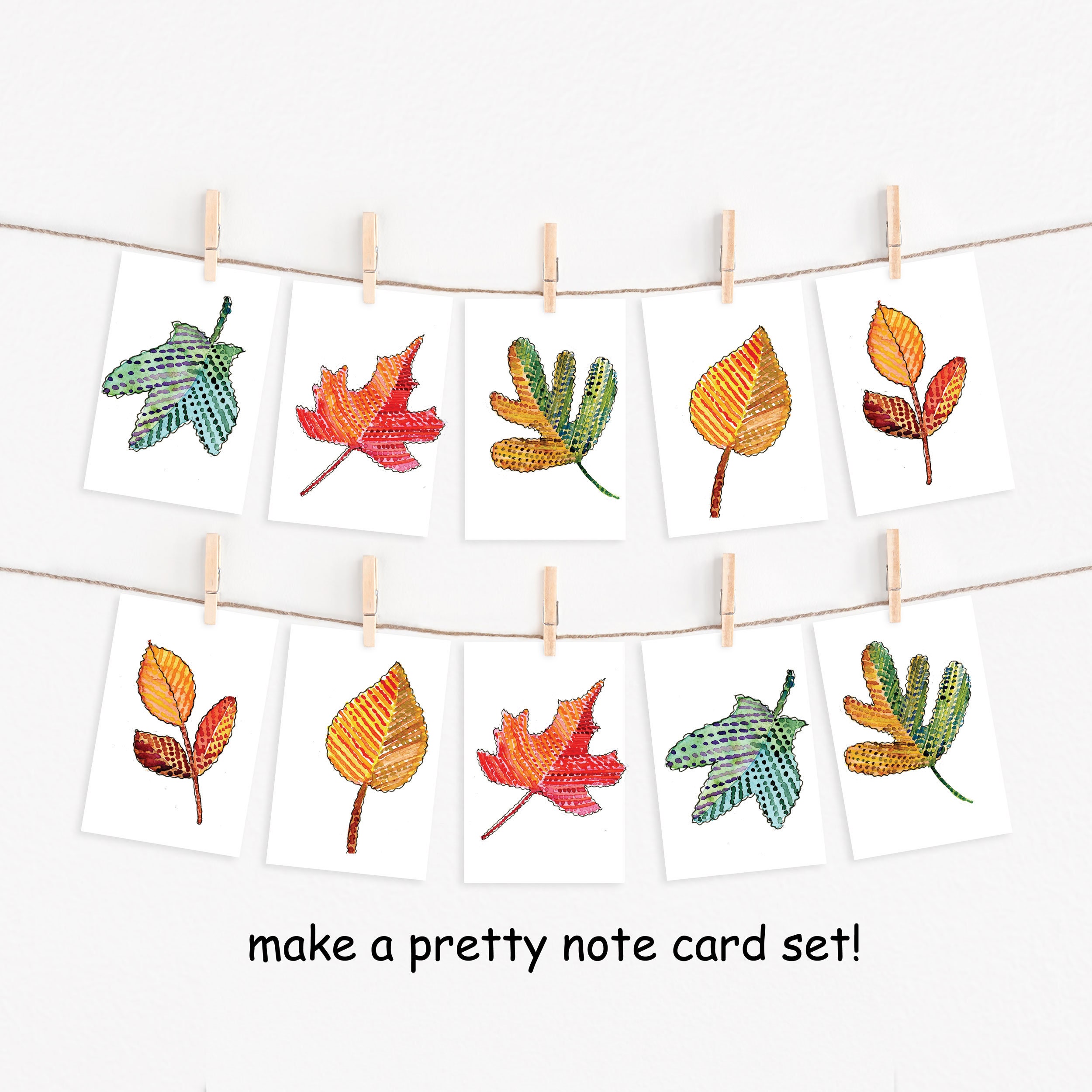 Printable Hand Painted Collage Fodder, Vibrant Autumn Leaves, Little ...