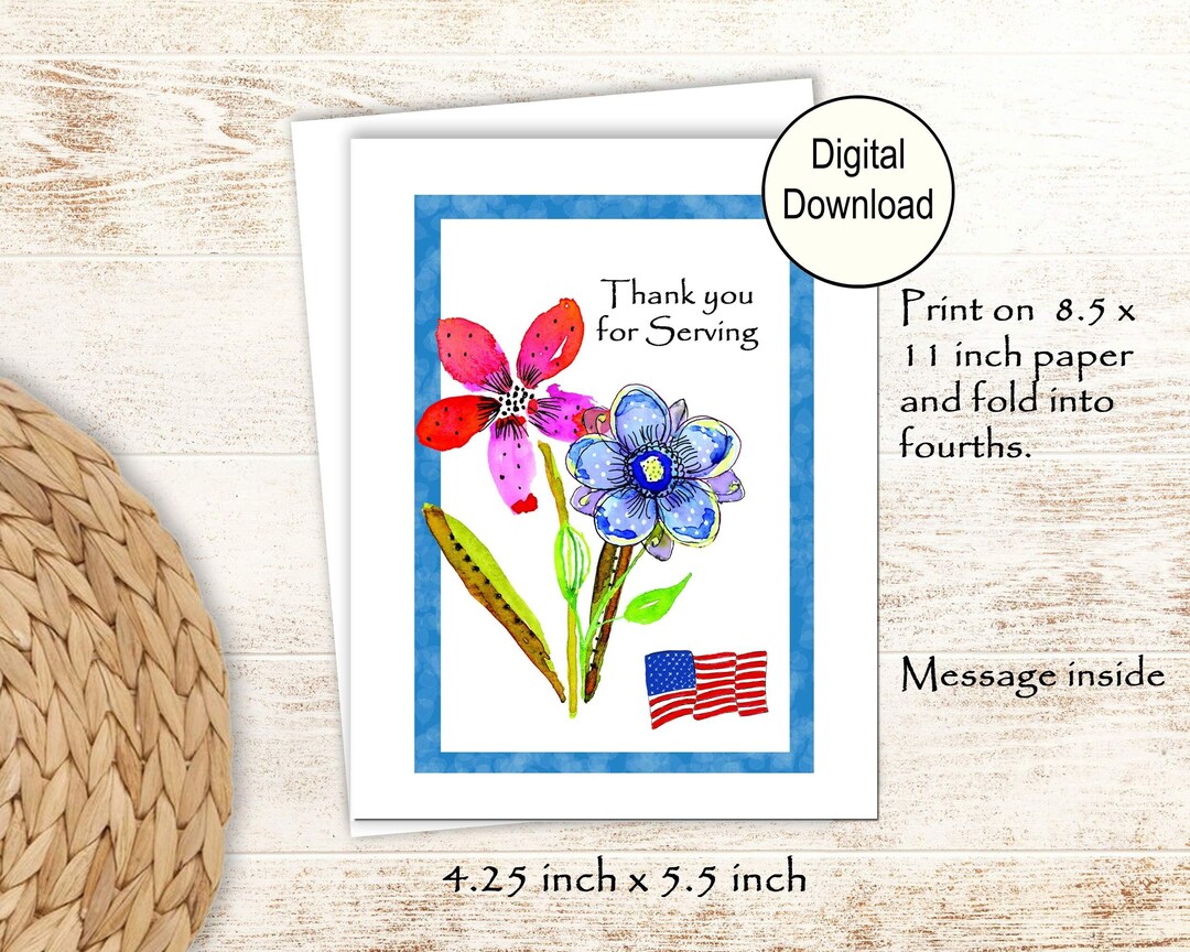 A Printable Veterans Day Greeting Card, 4.25 X 5.5 Inches, Memorial Day ...