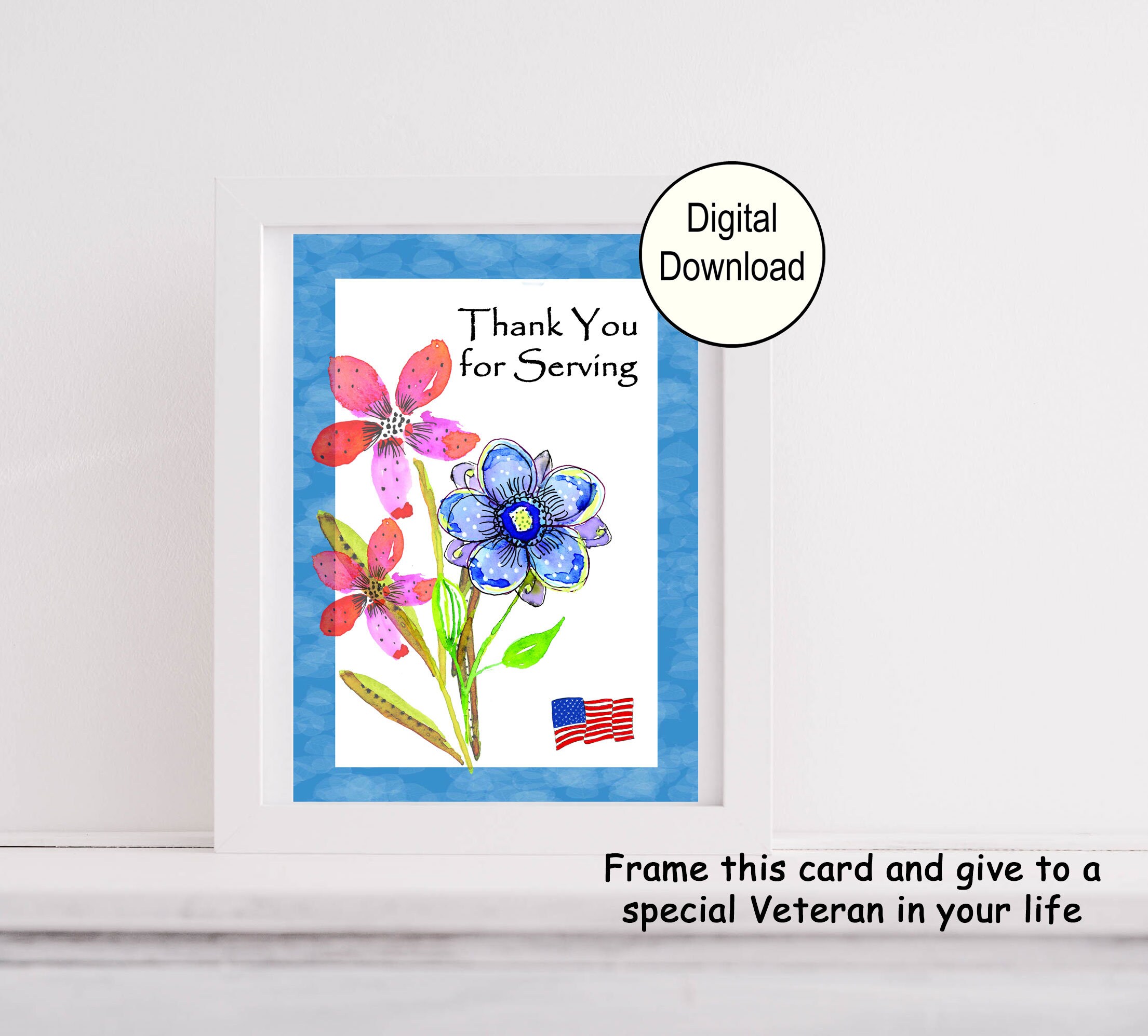 Printable Veterans Day Greeting Card, 5 X 7, Thank a Veteran, Blank ...